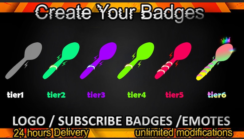 Spoon Twitch Sub Badges, Spoon Twitch Emotes/ Spoon Badges for ...