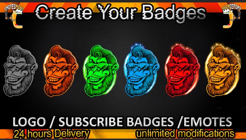 Monkey Twitch Sub Badges Monkey Twitch Emotes/ Monkey Badges - Etsy UK
