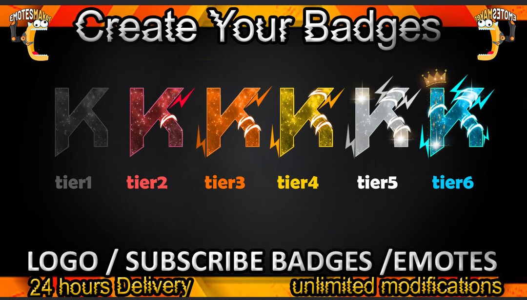K Letter Twitch Sub Badges, K Letter Twitch Emotes/ K Letter Badges for ...