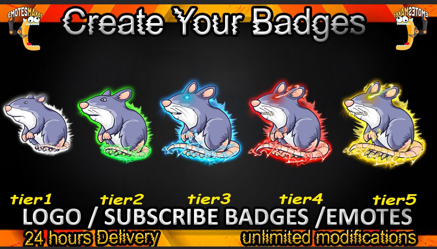Rat Twitch Sub Badges, Rat Twitch Emotes/ Rat Badges for Streamers/ Rat ...