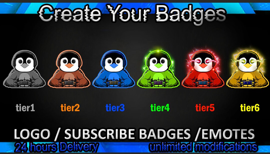 Penguin Twitch Sub Badges, Penguin Twitch Emotes/ Penguin Badges for ...