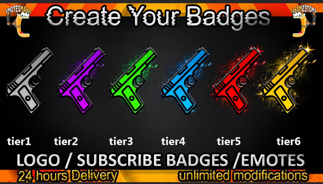Pistol Twitch Sub Badges, Pistol Twitch Emotes/ Pistol Badges for ...