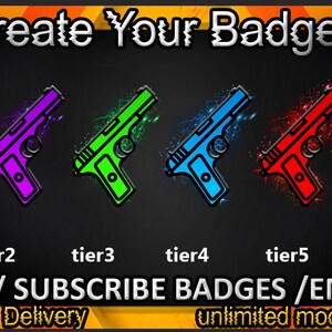 Pistol Twitch Sub Badges Pistol Twitch Emotes/ Pistol Badges | Etsy