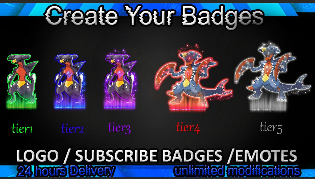 Garchomp Twitch Sub Badges, Garchomp Twitch Emotes/ Garchomp Badges for ...