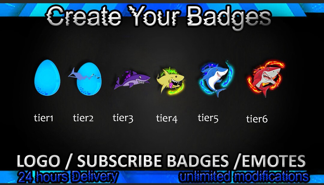Shark Twitch Sub Badges,shark Twitch Emotes/ Shark Badges for Streamers ...