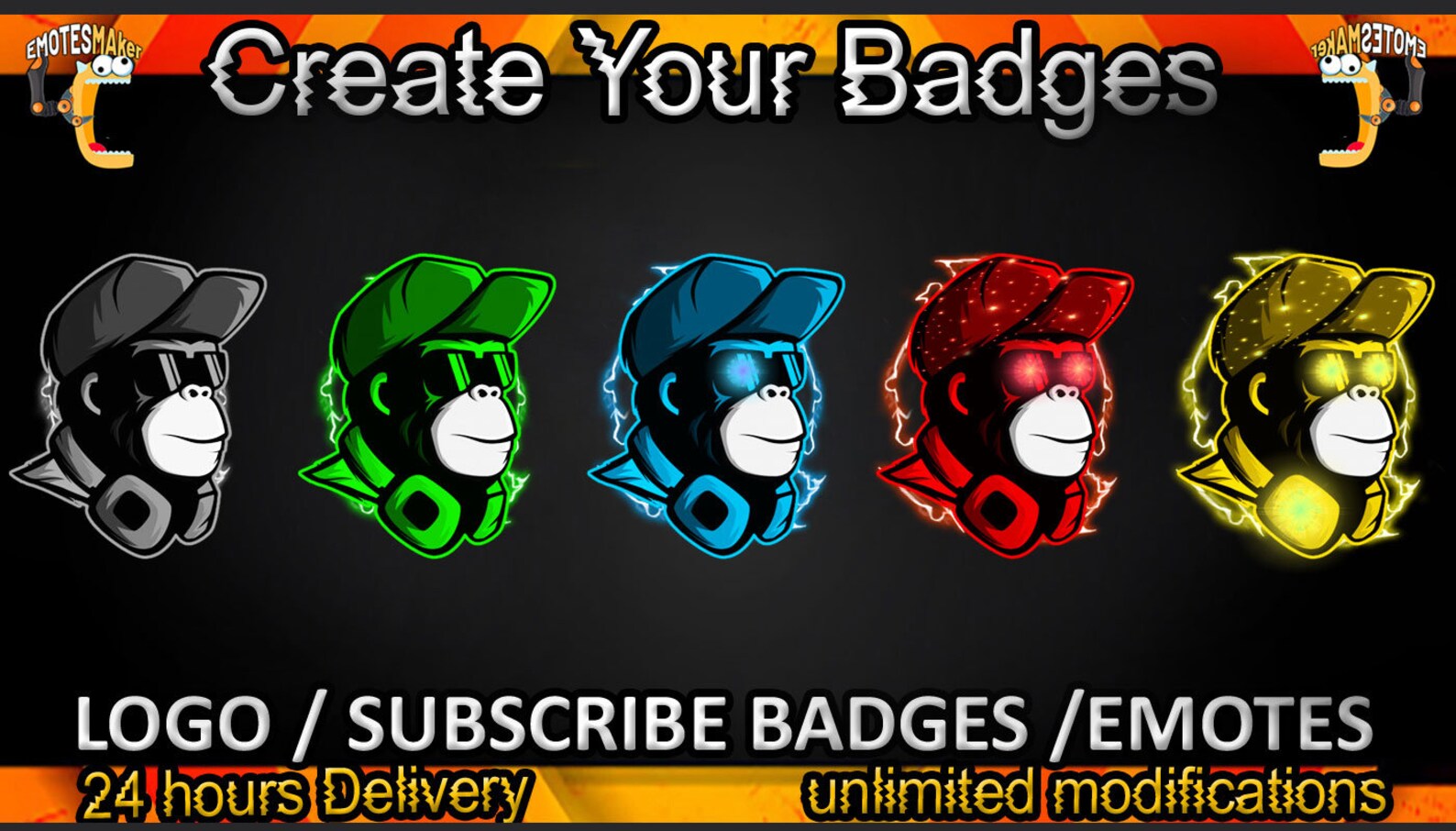 Monkey Twitch Sub Badges, Monkey Twitch Emotes/ Monkey Badges for ...