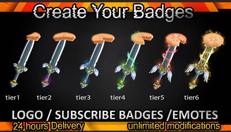 Sword Twitch Sub Badges, Sword Twitch Emotes/ Sword Badges for ...