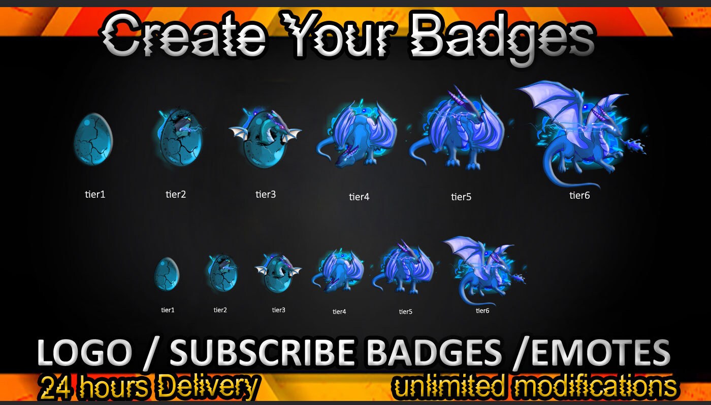 Dragon Twitch Sub Badges, Dragon Twitch Emotes/ Dragon Badges for ...