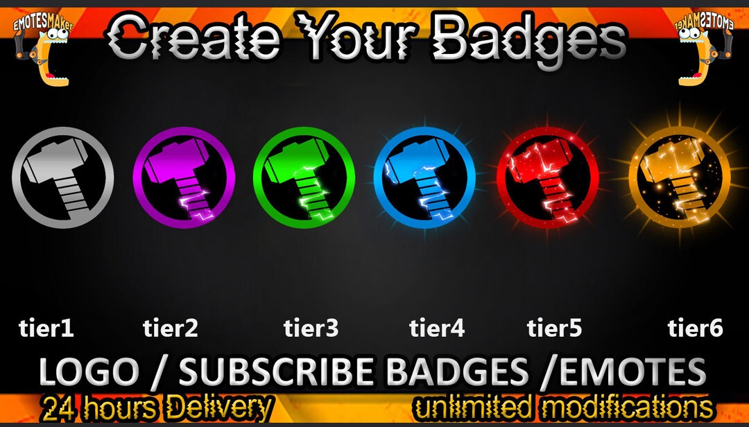 Hammer Twitch Sub Badges, Hammer Twitch Emotes/ Hammer Badges for ...