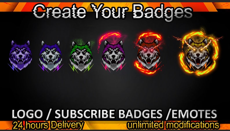 Wolf Twitch Sub Badges, Wolf Twitch Emotes/ Wolf Badges for Streamers ...
