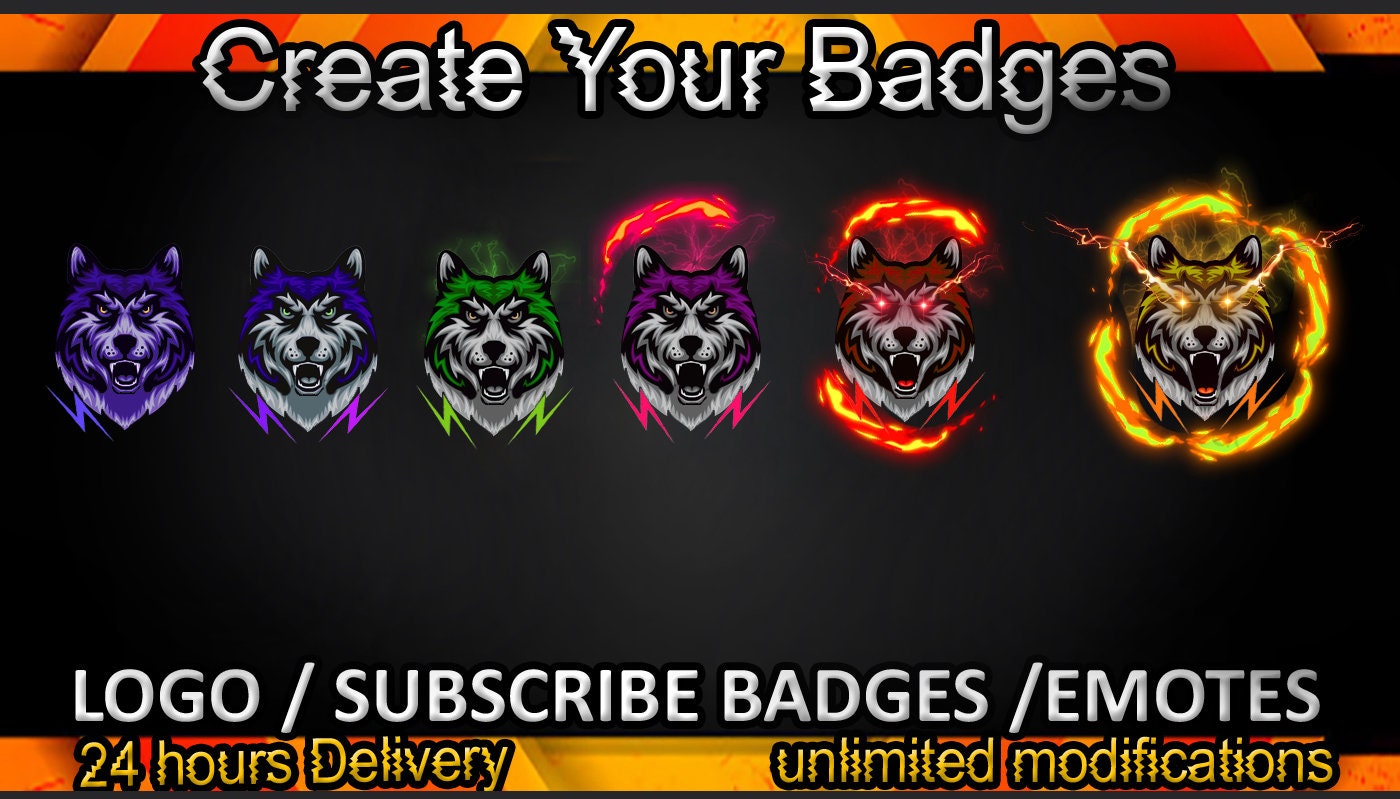 Wolf Twitch Sub Badges, Wolf Twitch Emotes/ Wolf Badges for Streamers ...