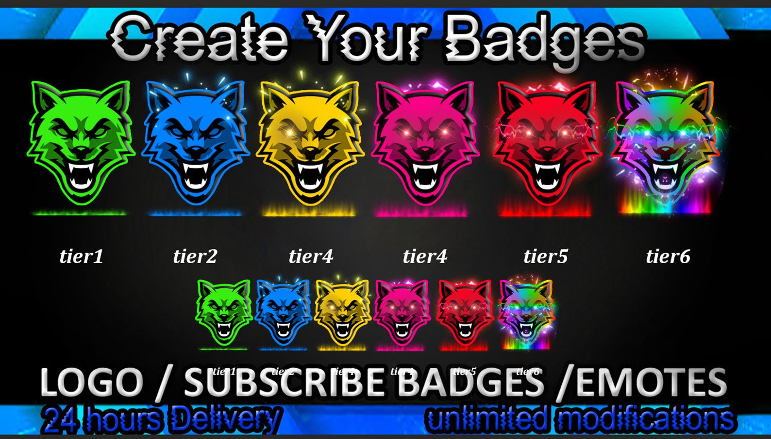 Wolf Twitch Sub Badges, Wolf Twitch Emotes/ Wolf Badges for Streamers ...