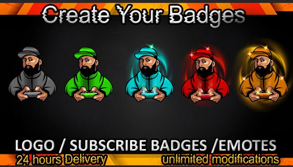 Gamer Twitch Sub Badges / Gamer Twitch Emotes / Gamer Badges | Etsy