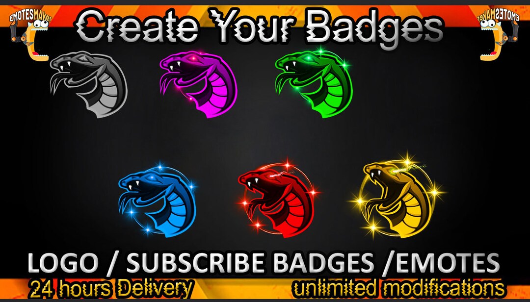 Snake Twitch Sub Badges, Snake Twitch Emotes/ Snake Badges for ...