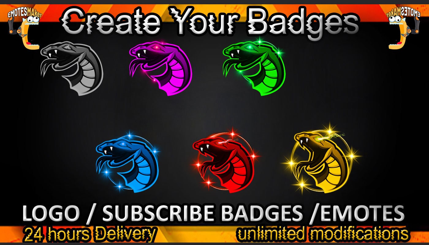 Snake Twitch Sub Badges, Snake Twitch Emotes/ Snake Badges for ...