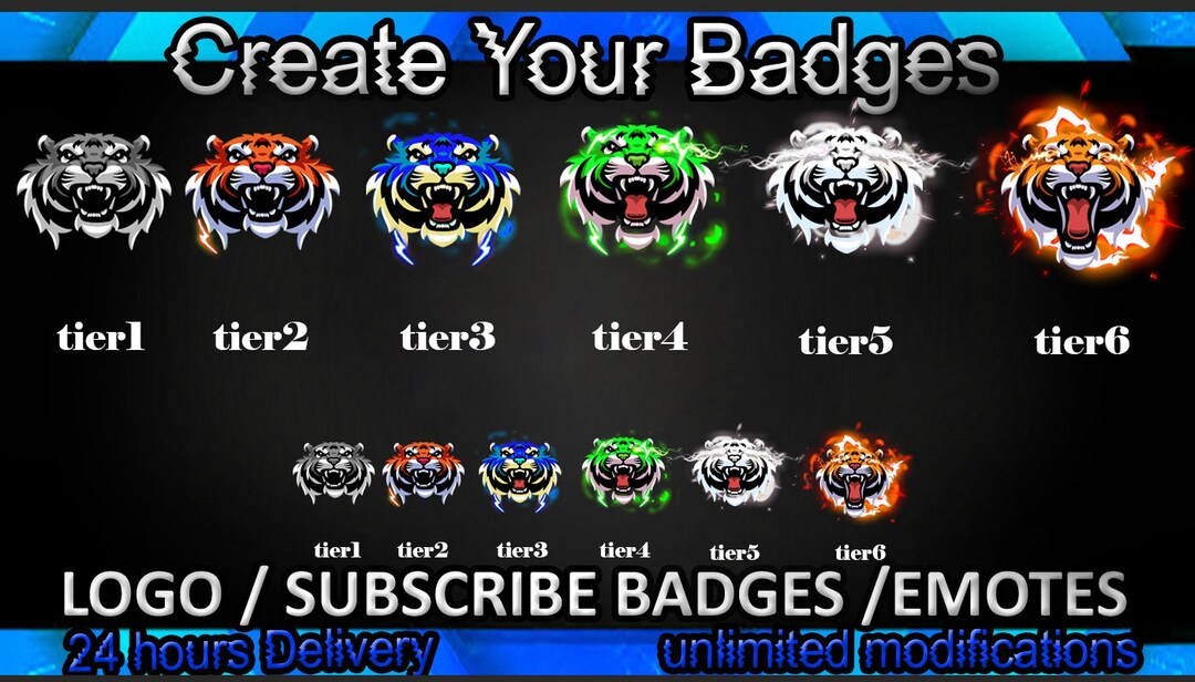 Tiger Twitch Sub Badges, Tiger Twitch Emotes/ Tiger Badges for ...