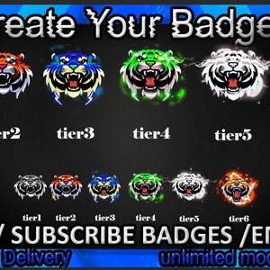 Tiger Twitch Sub Badges, Tiger Twitch Emotes/ Tiger Badges for ...