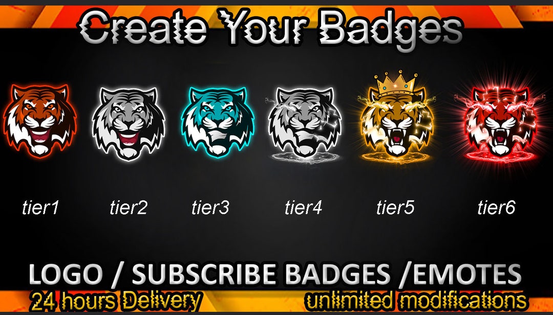 Tiger Twitch Sub Badges, Tiger Twitch Emotes/ Tiger Badges for ...