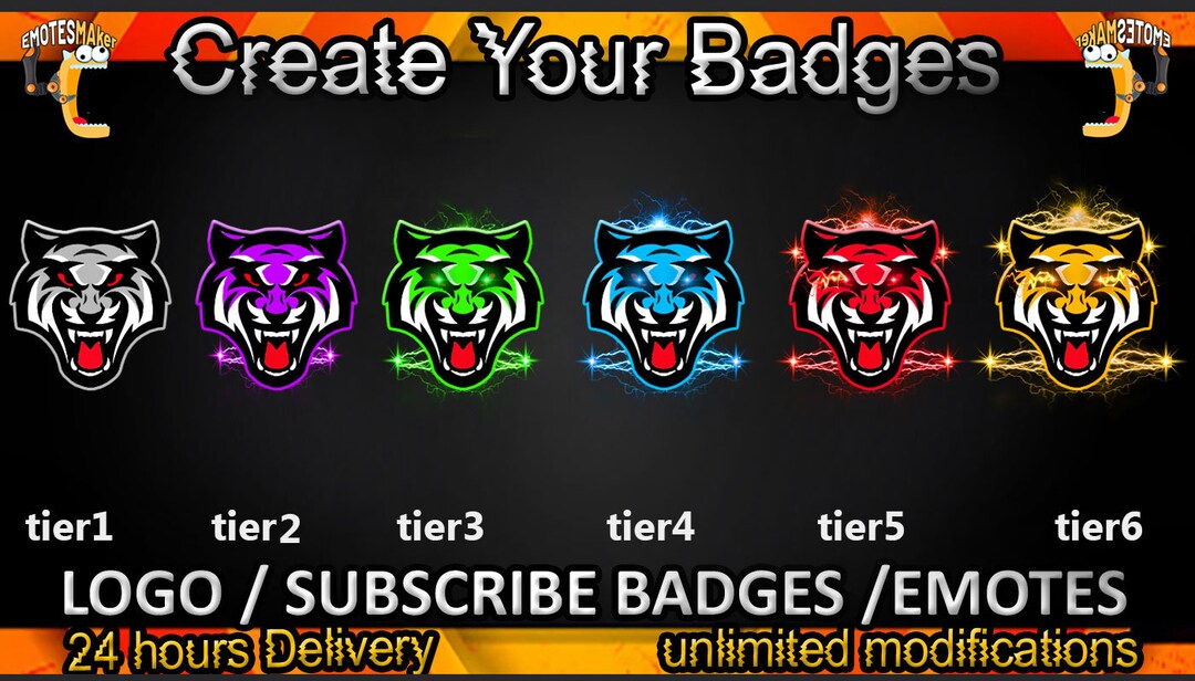 Tiger Twitch Sub Badges, Tiger Twitch Emotes/ Tiger Badges for ...