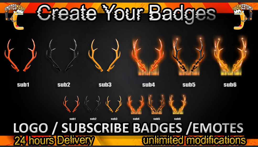 Antler Twitch Sub Badges, Antler Twitch Emotes/ Antler Badges for ...