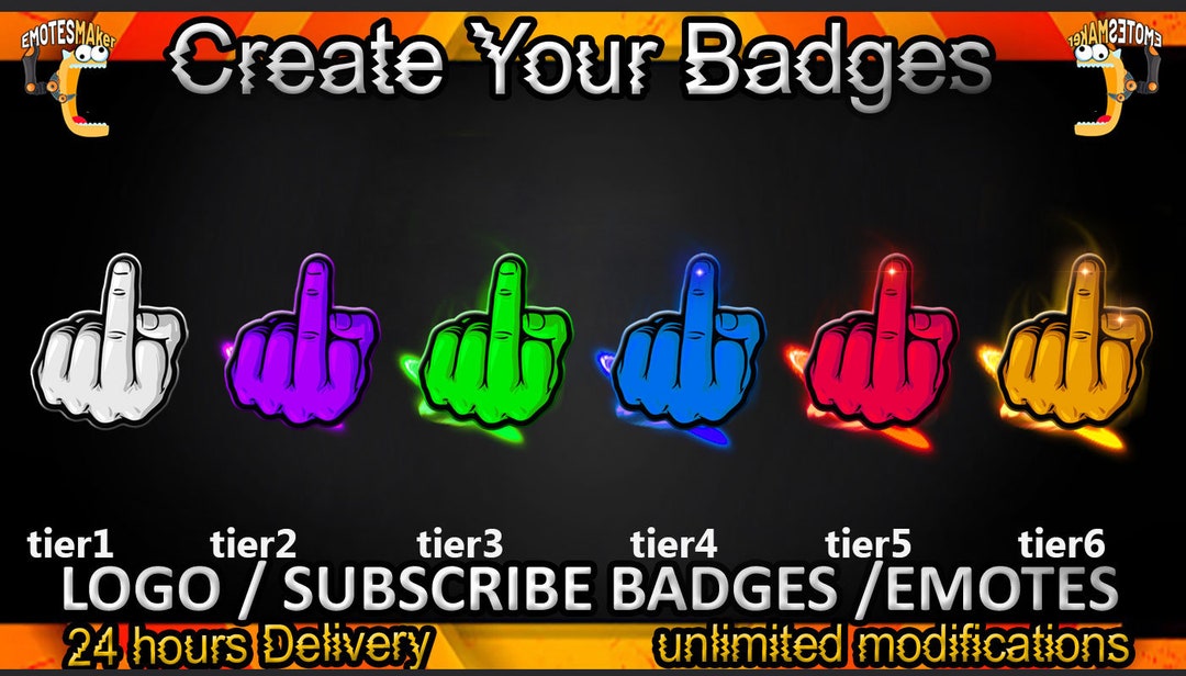 Middle Finger Twitch Sub Badges, Middle Finger Twitch Emotes/ Middle ...