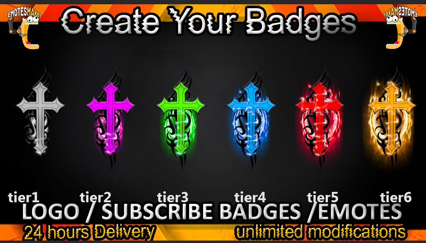 Cross Tattoo Twitch Sub Badges, Cross Tattoo Twitch Emotes/ Cross ...