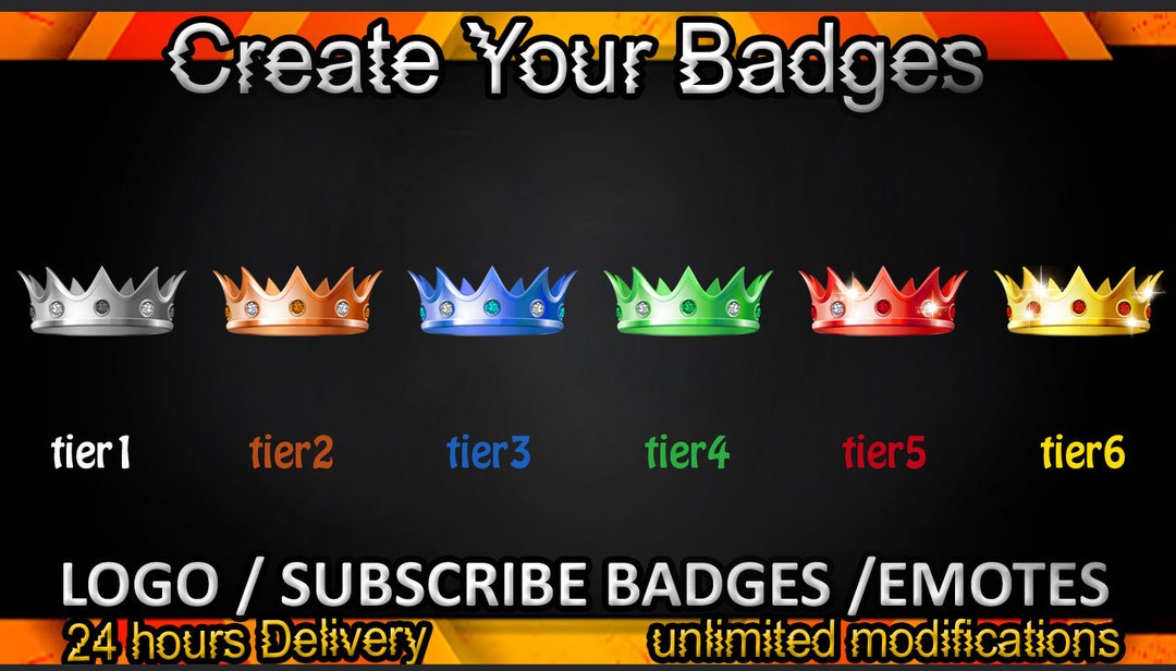 Crown Twitch Sub Badges, Crown Twitch Emotes/ Crown Badges for ...