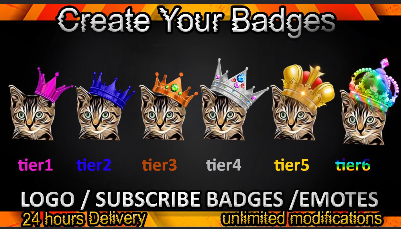 Cat Twitch Sub Badges, Cat Twitch Emotes/ Cat Badges for Streamers/ Cat ...