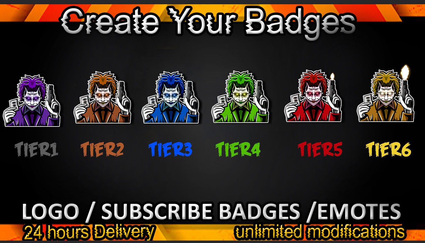Joker Twitch Sub Badges, Joker Twitch Emotes/ Joker Badges for ...