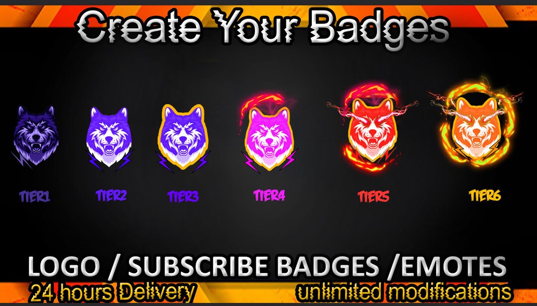 Wolf Twitch Sub Badges, Wolf Twitch Emotes/ Wolf Badges for Streamers ...