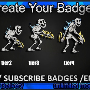 Skeleton Twitch Sub Badges,skeleton Twitch Emotes/ Skeleton Badges for ...