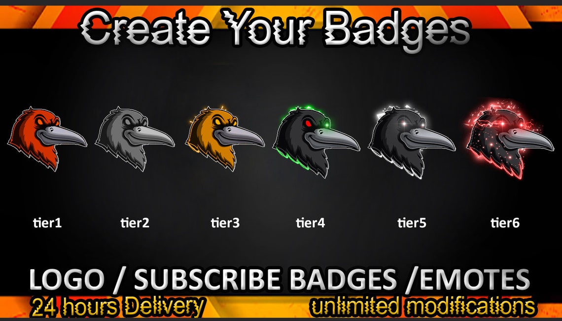 Crow Twitch Sub Badges, Crow Twitch Emotes/ Crow Badges for Streamers ...