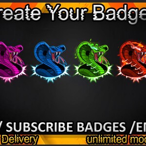 Snake Twitch Sub Badges / Snake Twitch Emotes / Snake Badges for ...