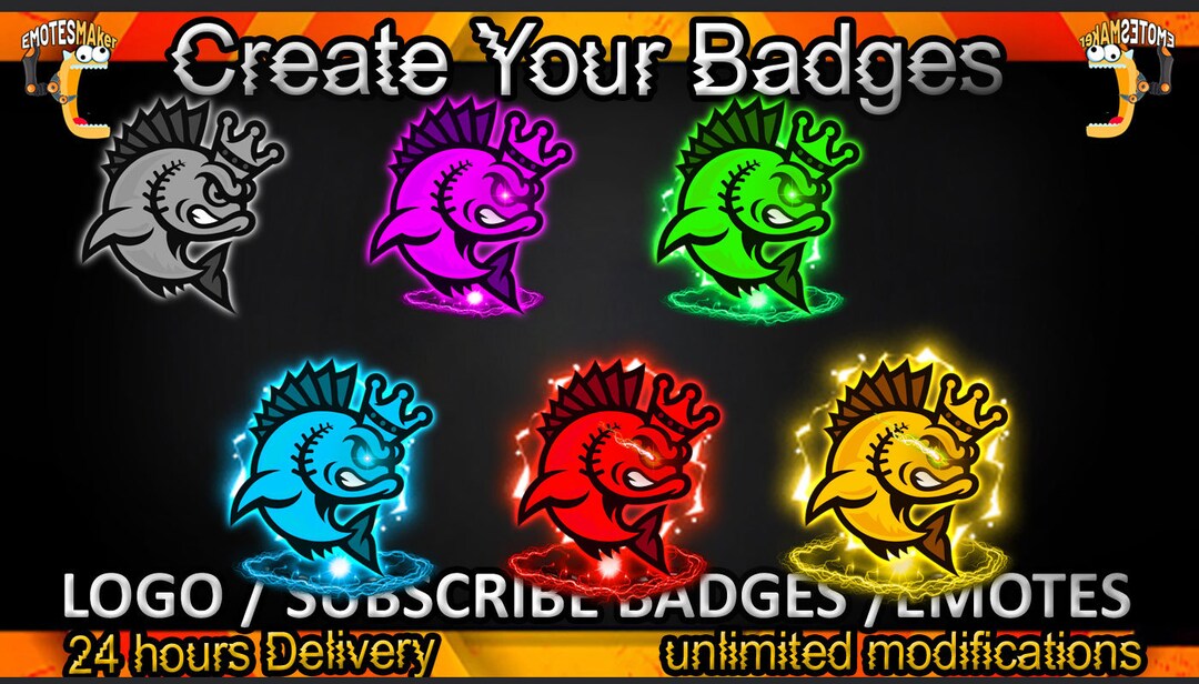Fish Twitch Sub Badges, Fish Twitch Emotes/ Fish Badges for Streamers ...