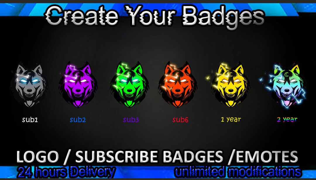 Wolf Twitch Sub Badges, Wolf Twitch Emotes/ Wolf Badges for Streamers ...