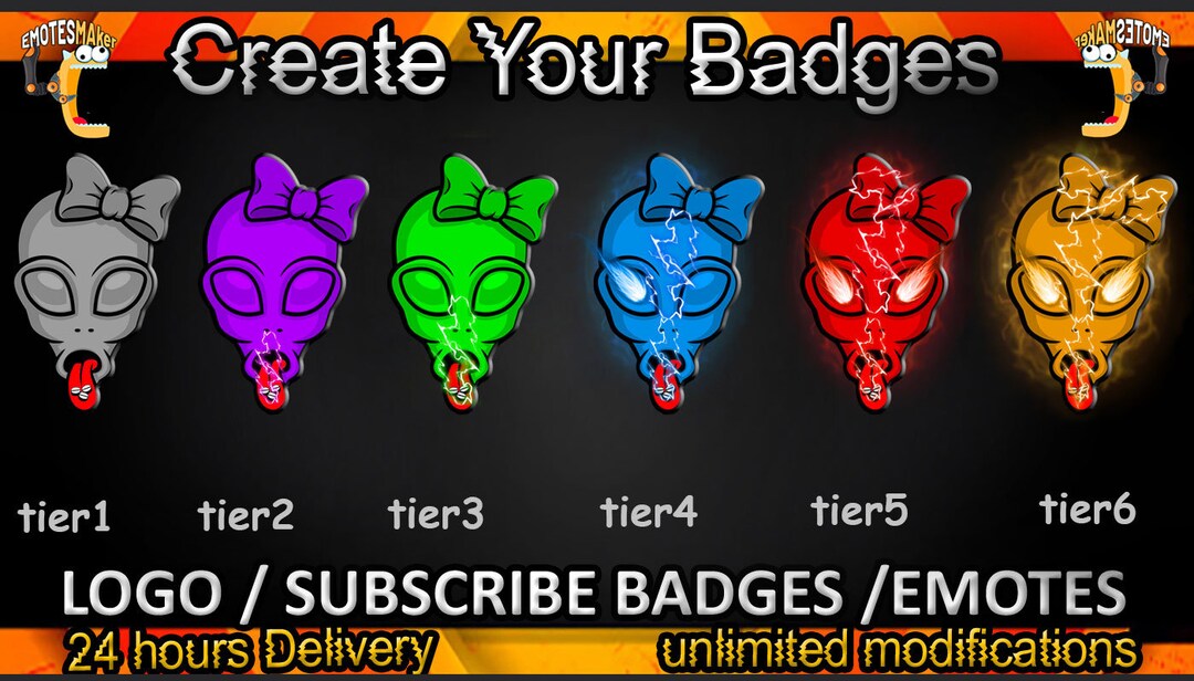 Alien Twitch Sub Badges, Alien Twitch Emotes/ Alien Badges for ...