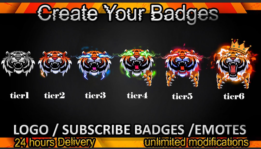 Tiger Twitch Sub Badges, Tiger Twitch Emotes/ Tiger Badges for ...