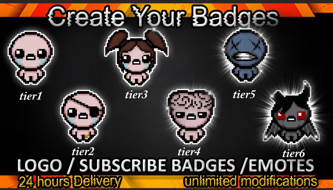 Binding Isaac Twitch Sub Badges / Binding Isaac Twitch Emotes / Binding ...