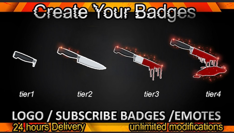 Knife Twitch Sub Badges, Knife Twitch Emotes/ Knife Badges for ...