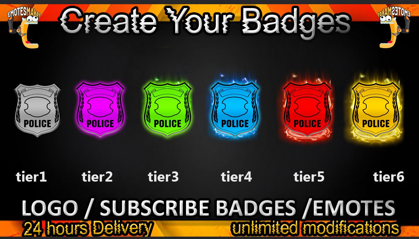 Police Twitch Sub Badges, Police Twitch Emotes/ Police Badges for ...