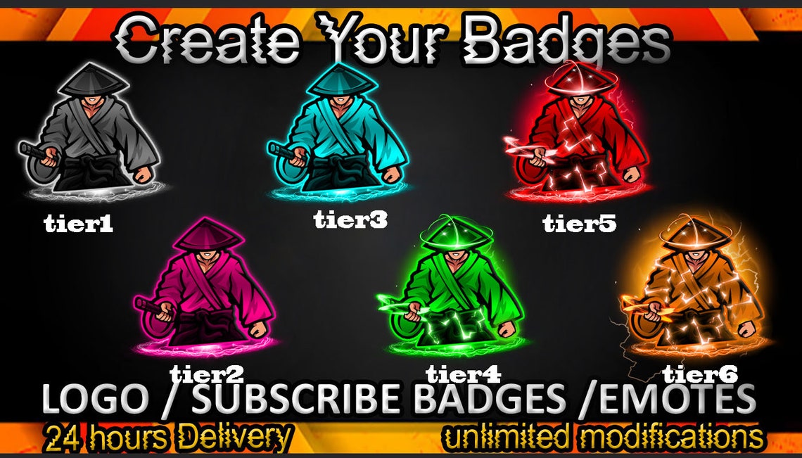 Samurai Twitch Sub Badges / Samurai Twitch Emotes / Samurai Badges for ...
