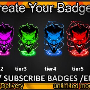 Devil Twitch Sub Badges, Devil Twitch Emotes/ Devil Badges for ...