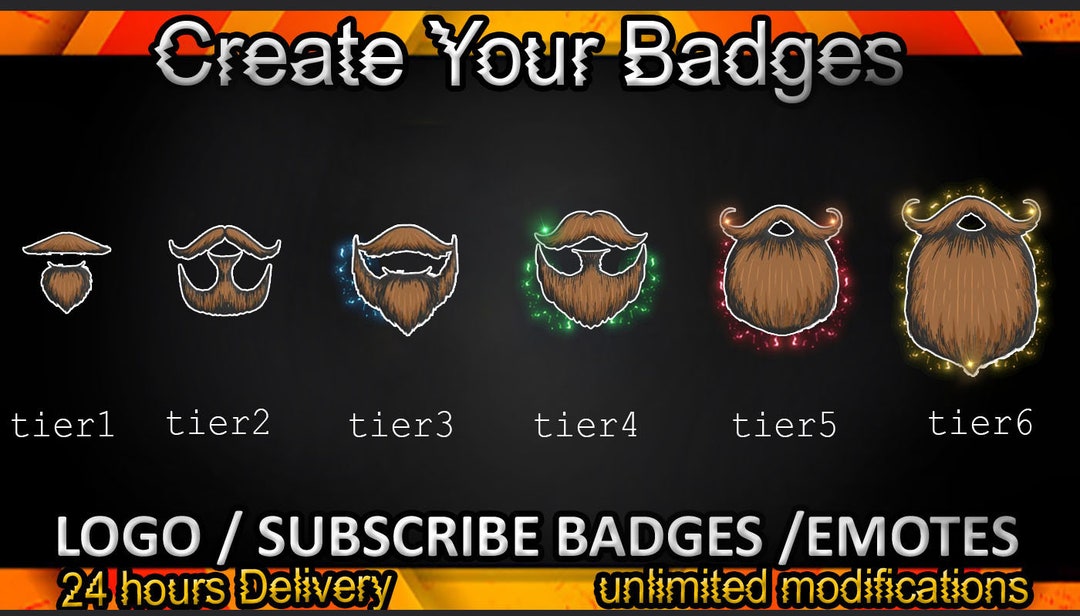 Beard Twitch Sub Badges, Beard Twitch Emotes/ Beard Badges for ...