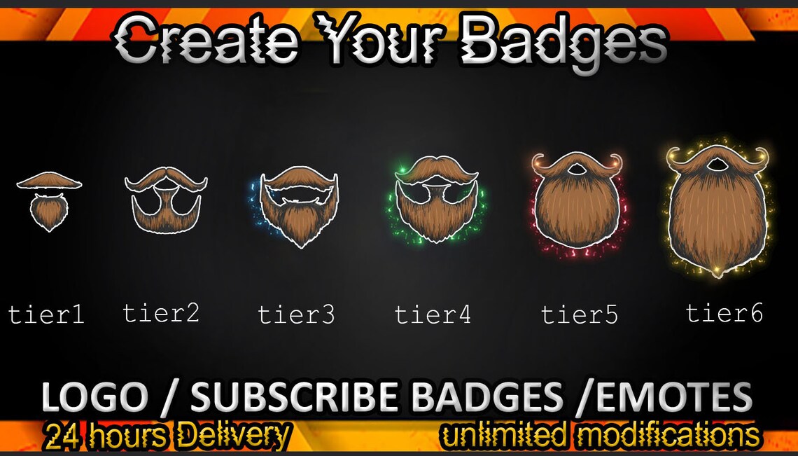 Beard Twitch Sub Badges, Beard Twitch Emotes/ Beard Badges for ...