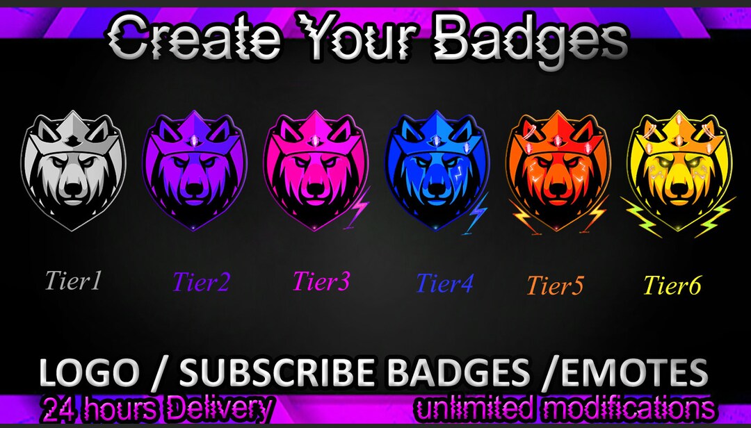 Wolf Twitch Sub Badges, Wolf Twitch Emotes/ Wolf Badges for Streamers ...