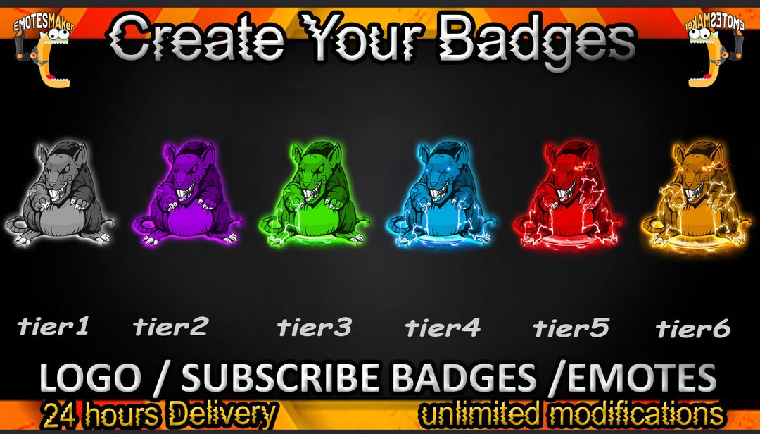 Rat Twitch Sub Badges, Rat Twitch Emotes/ Rat Badges for Streamers/ Rat ...