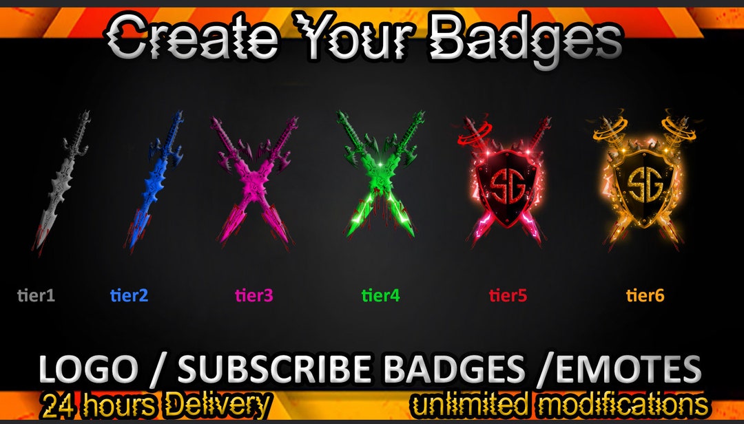Sword Twitch Sub Badges, Sword Twitch Emotes/ Sword Badges for ...