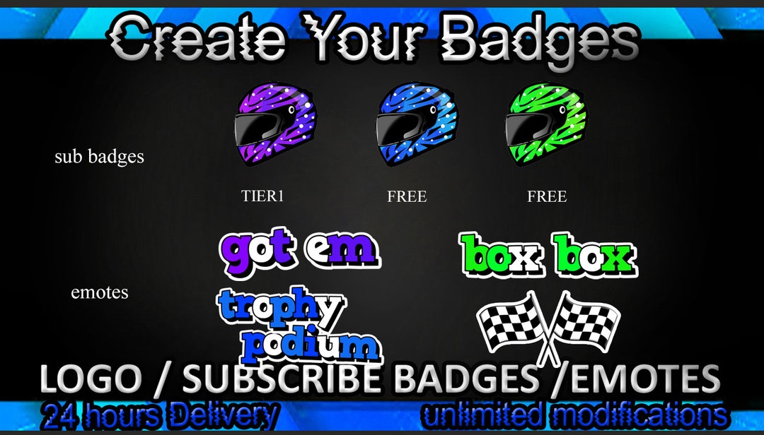 Racing Twitch Sub Badges, Racing Twitch Emotes/ Racing Badges for ...