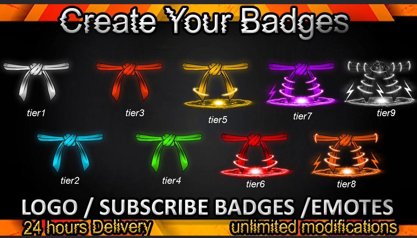 Kung Fu Belt Twitch Sub Badges / Kung Fu Belt Twitch Emotes / Kung Fu ...