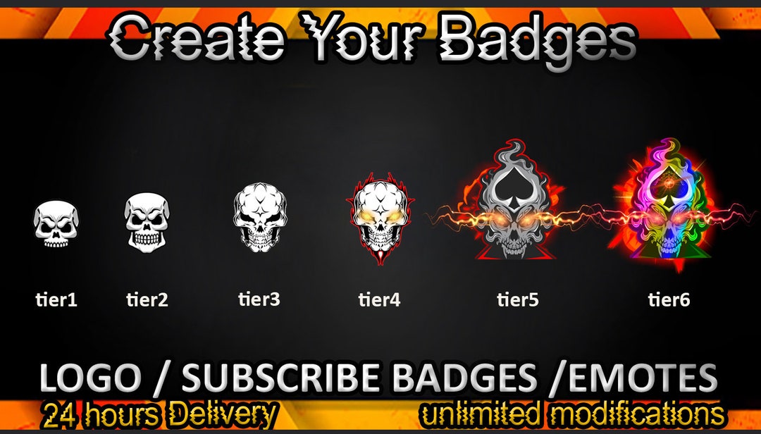 Skull Twitch Sub Badges, Skull Twitch Emotes/ Skull Badges for ...